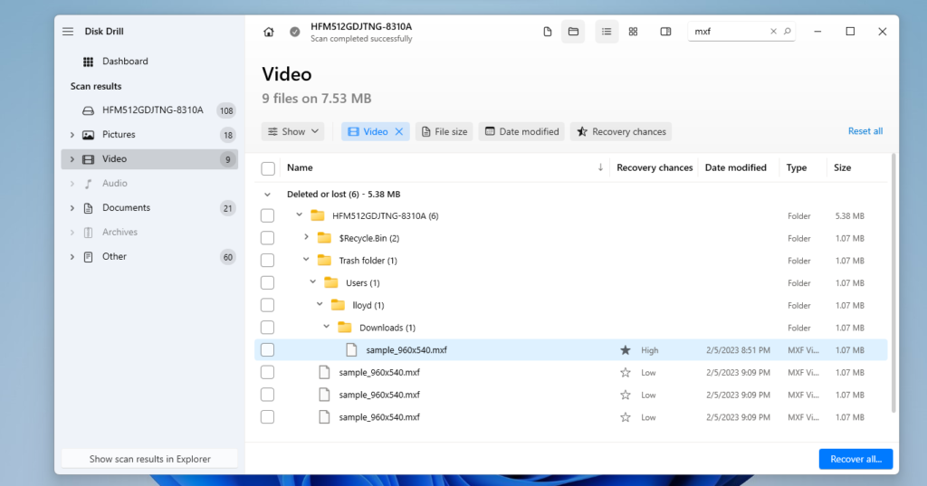 MXF File Recovery: How to Recover Deleted MXF Video Files